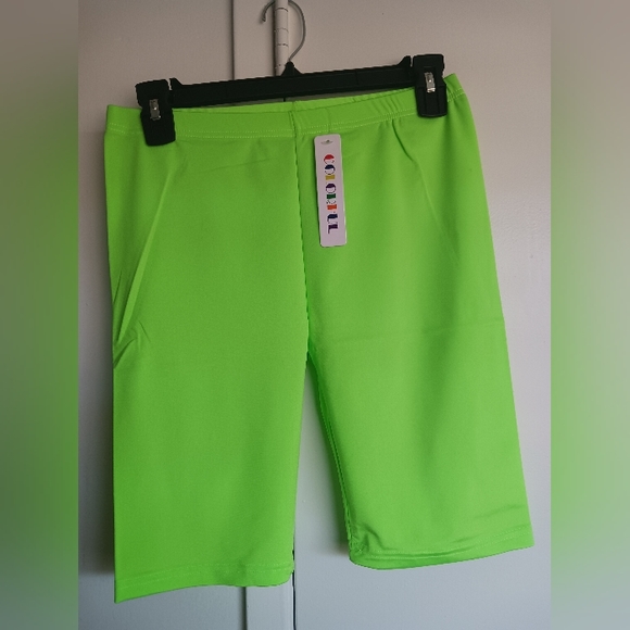 Colorful | Shorts | Neon Green Biker Shorts Lxl By Colorful Nwt | Poshmark